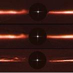Astronomers find unusual moving structures in dust disk around star